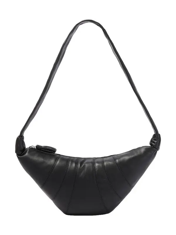 LEMAIRE Croissant Medium Leather Shoulder Bag - Black