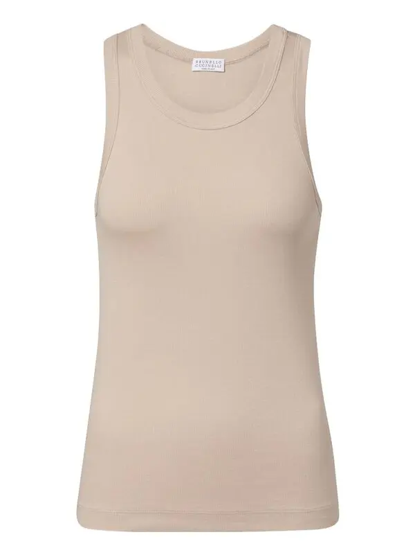 Brunello Cucinelli Monili Cotton-blend Tank Top - Beige
