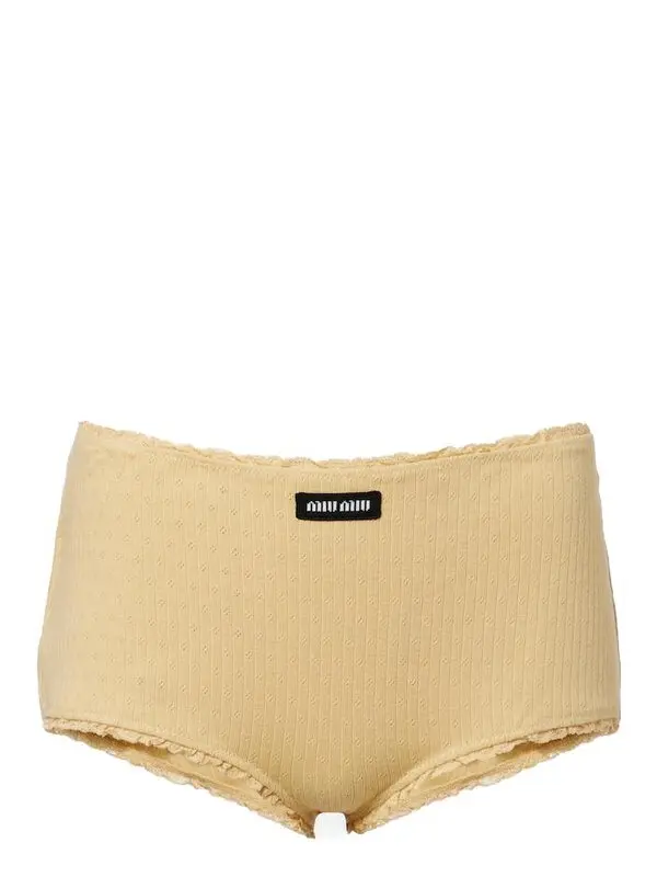 Miu Miu Pointelle Cotton Micro Shorts - Yellow