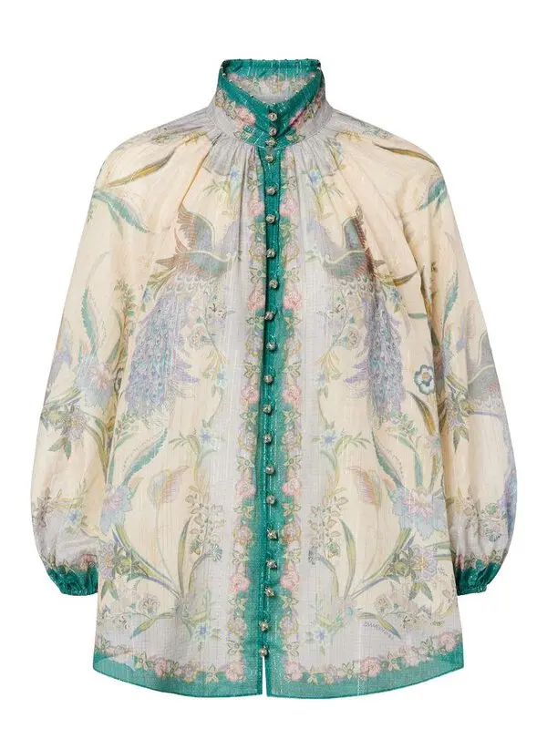 Zimmermann Indra Printed Cotton And Silk-blend Blouse - Multicoloured