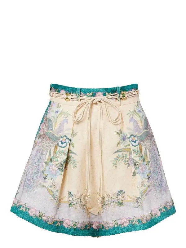 Zimmermann Indra Printed Linen Shorts - Multicoloured