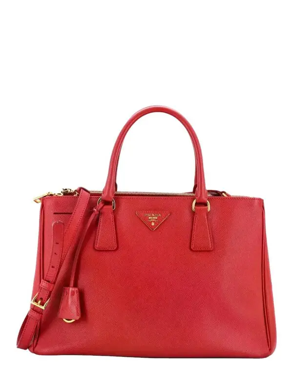 Prada Double Zip Lux Saffiano Leather Medium Tote Bag - Red