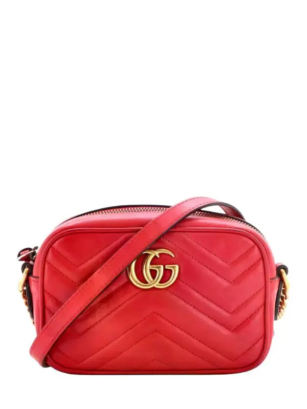 Gucci Gg Marmont Matelasse Leather Mini Crossbody Bag - Red