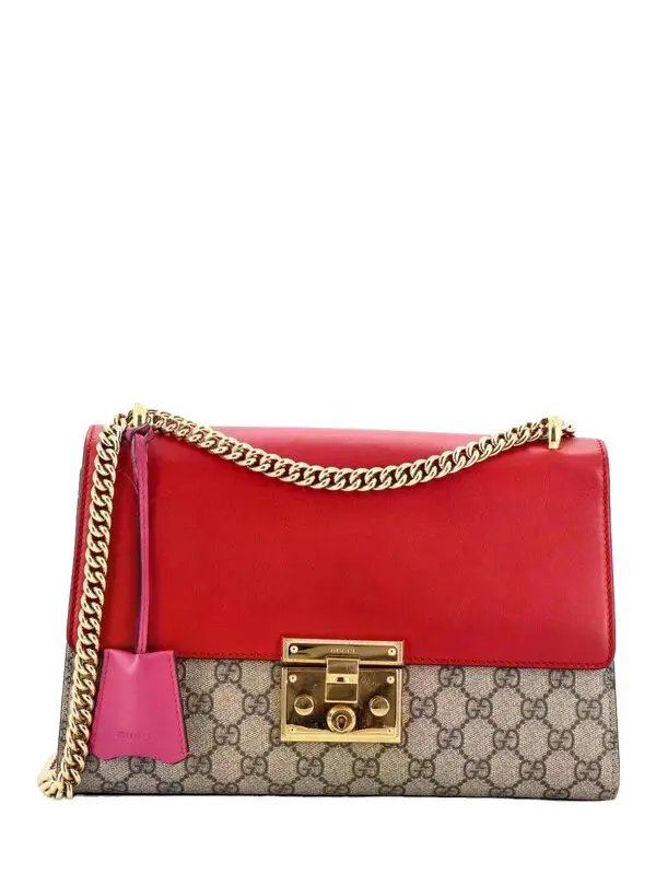 Gucci Padlock Gg Coated Canvas And Leather Shoulder Bag - Red