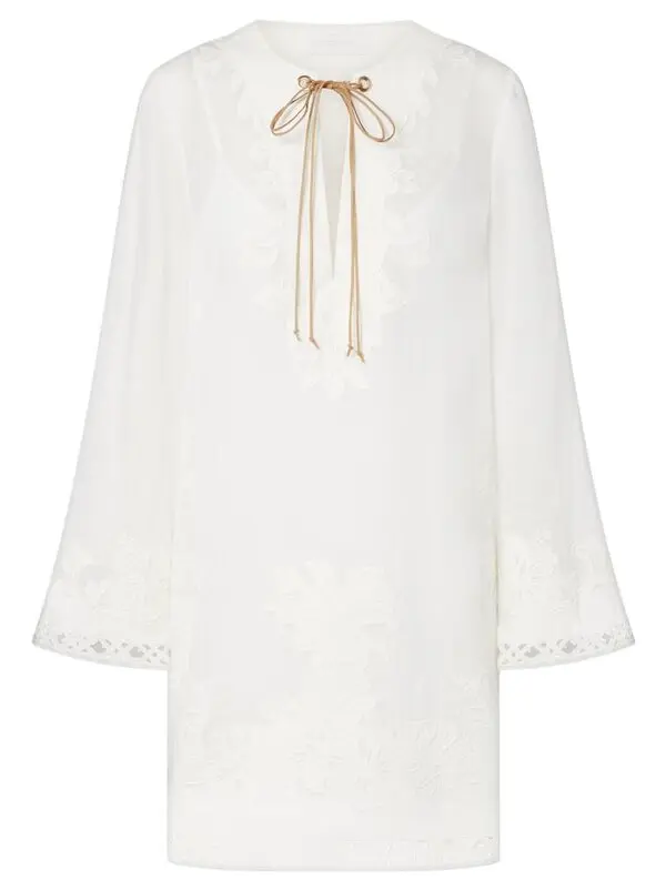 Zimmermann Indra Embroidered Ramie Minidress - White