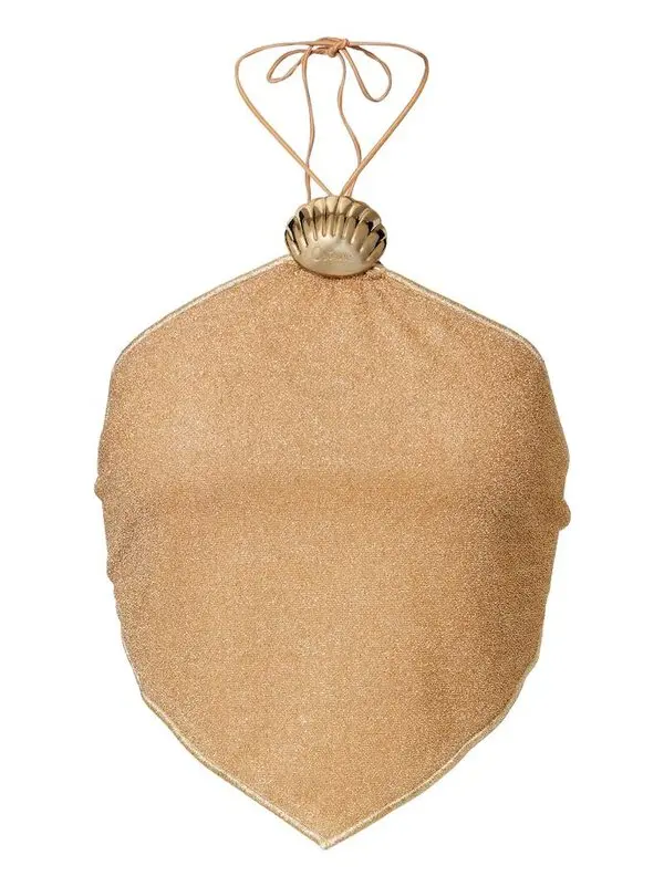 Oseree Lumiere Halterneck Crop Top - Gold