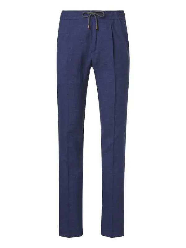 SLOWEAR Tapered Linen, Wool, And Silk Pants - Blue