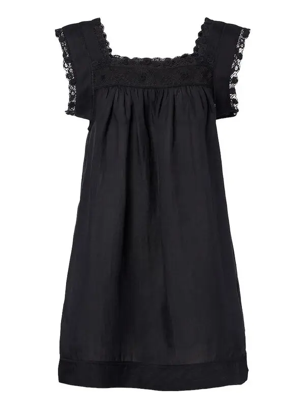 DÔEN Ramie Lace-trimmed Mini Dress - Black