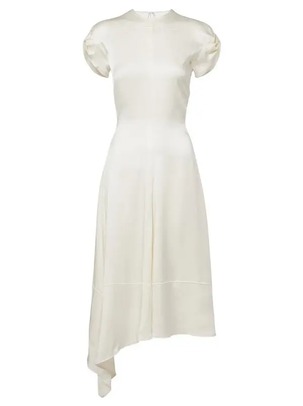 Victoria Beckham Asymmetric Crepe Satin Midi Dress - White