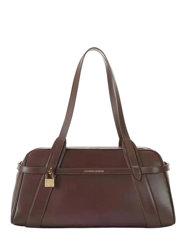 Elisabetta Franchi Padlock Leather Shoulder Bag - Brown