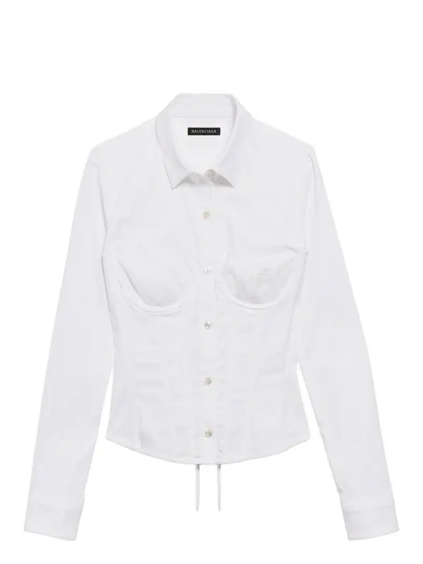 Balenciaga Stretch Poplin Corseted Shirt - White