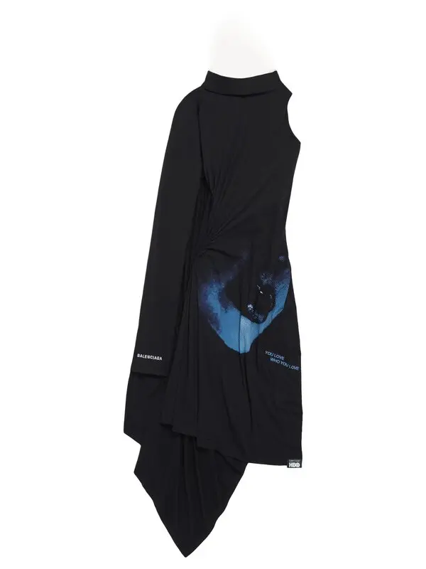 Balenciaga Lips Draped Midi Dress - Black