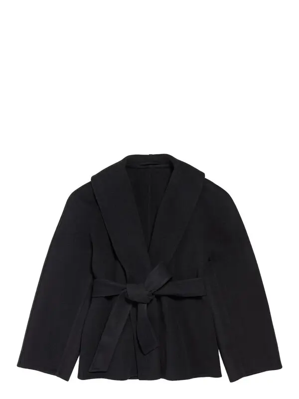 Balenciaga Double Face Wool Wrap Coat - Black