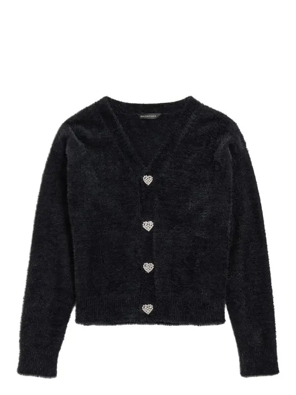 Balenciaga Fluffy Knit Cardigan - Black