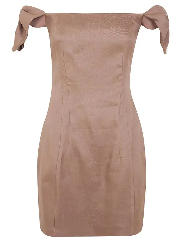 Elisabetta Franchi Mini Naked Shoulders Dress - Brown
