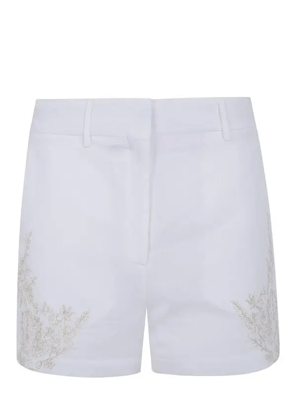 SEMICOUTURE Embroidered Linen Pijama Shorts - White
