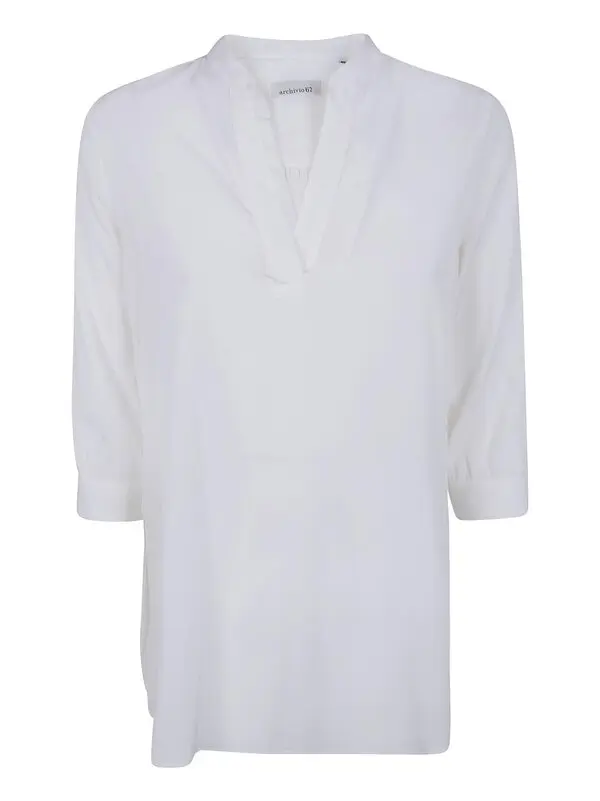 ARCHIVIO67 3/4 Sleeve Linen Shirt - White