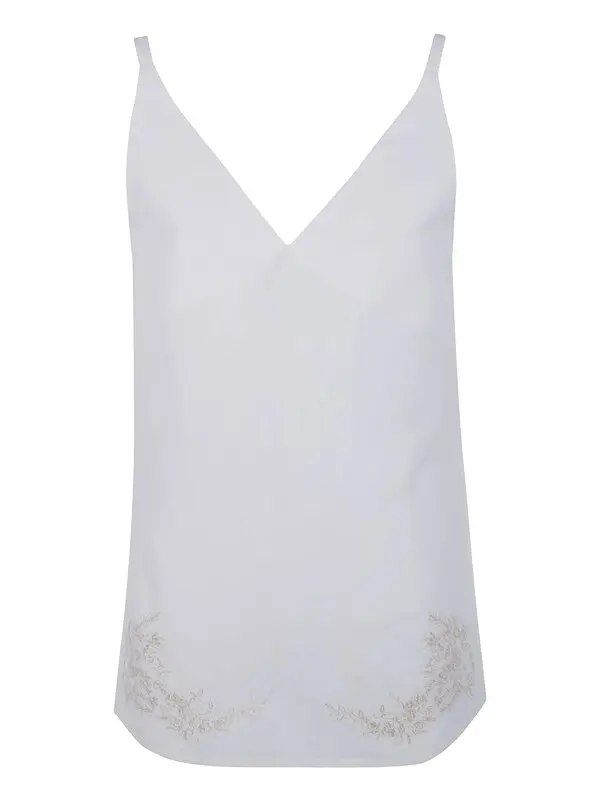 SEMICOUTURE Embroidered Linen Top - White