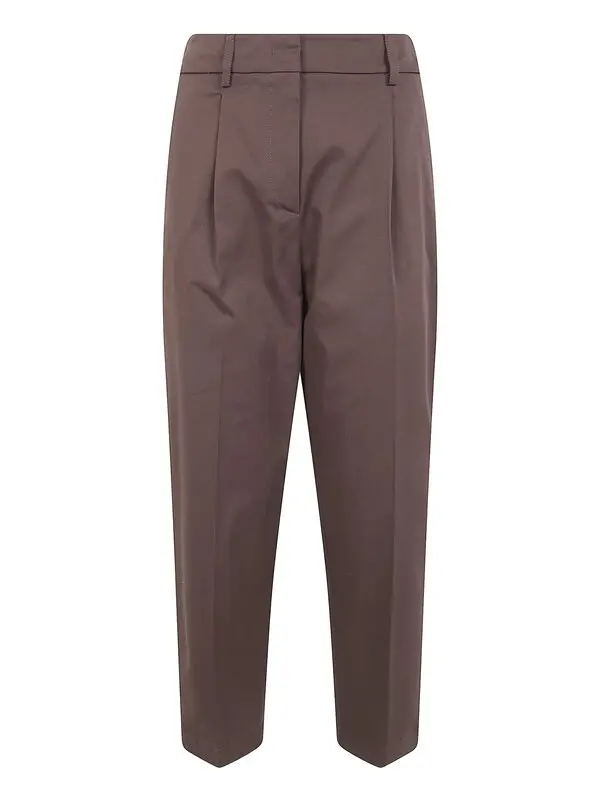 DRHOPE Elastic Waist Trousers - Brown