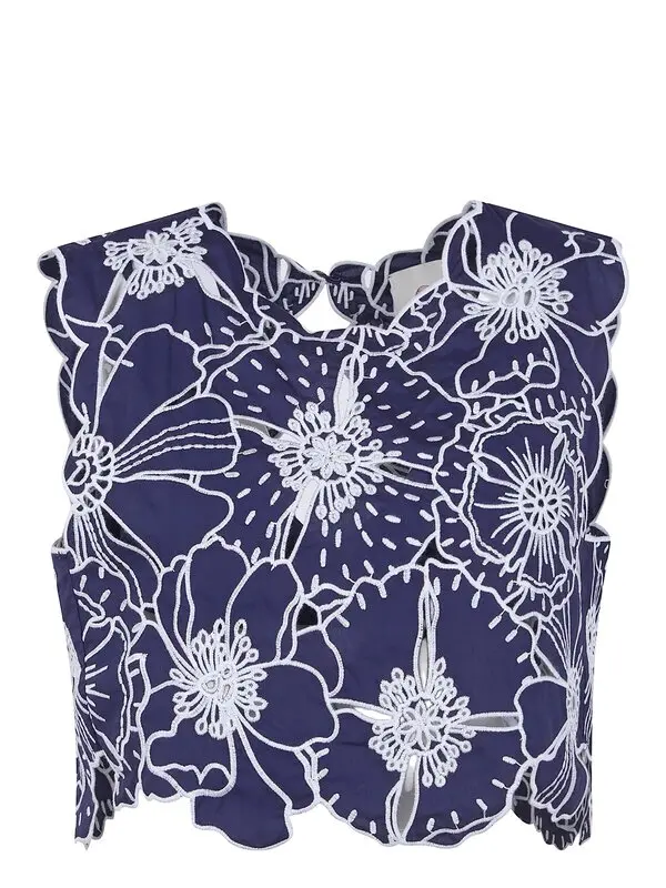 Farm Rio Richelieu Floral Top - Blue