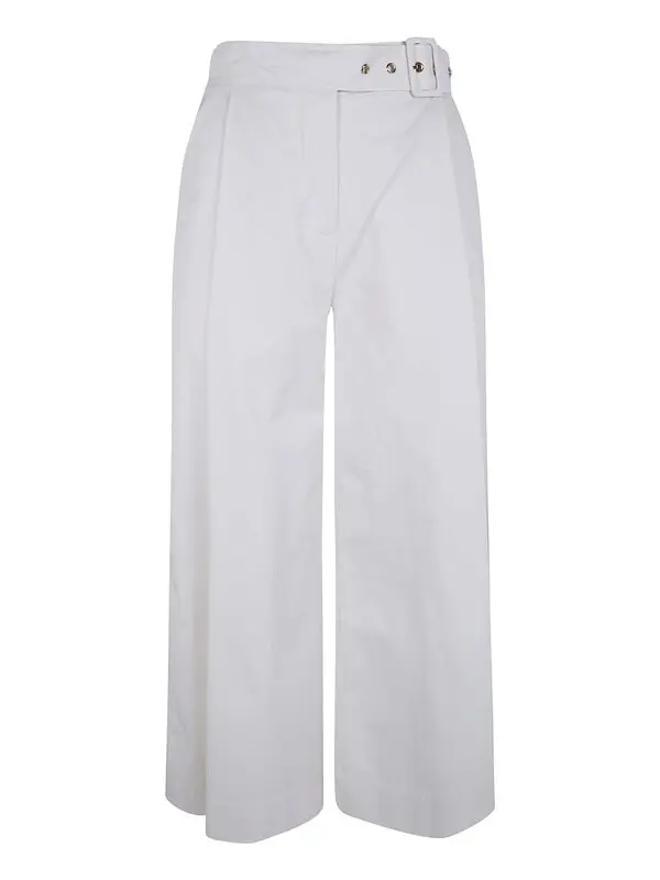 TWINSET Wide Leg Belted Trousers - White