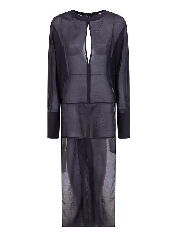 DARKPARK Marine Keyhole Neckline Voile Shirt - Black
