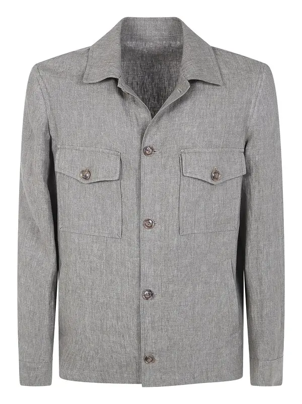 BARBA NAPOLI Park" Linen Shirt - Green