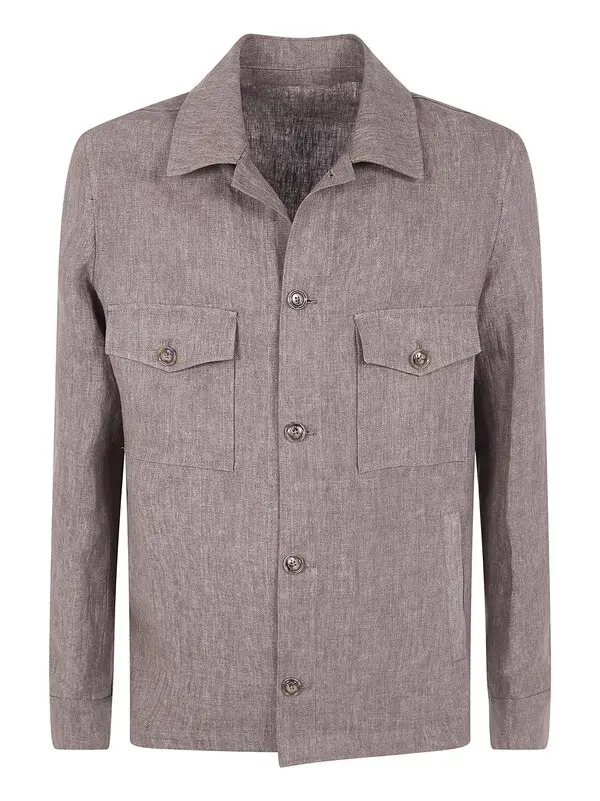 BARBA NAPOLI Park Linen Shirt - Brown