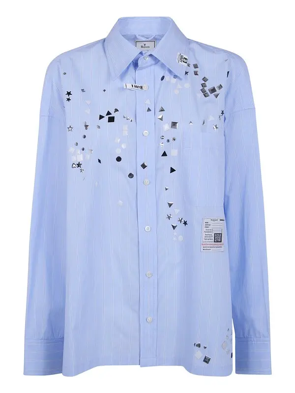 Mihara Yasuhiro Embellished Striped Shirt - Blue