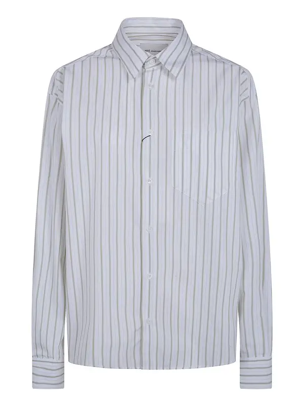 Ami Boxy Long Sleeve Shirt - White