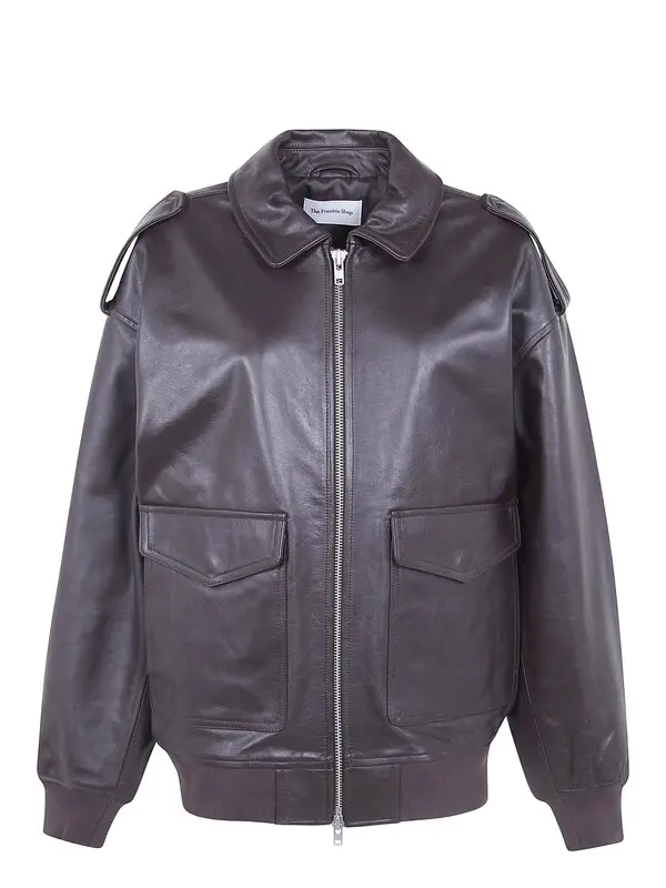 THE FRANKIE SHOP Viper Leather Jacket - Brown