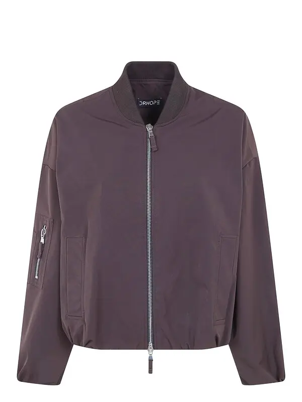DRHOPE Nylon Bomber Jacket - Brown