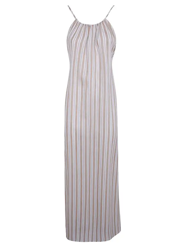 SEMICOUTURE Stripe Midi Dress - Beige