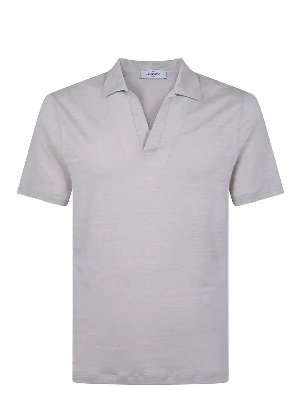 GRAN SASSO Logo Print Short Sleeves Skipper Polo Shirt - Beige