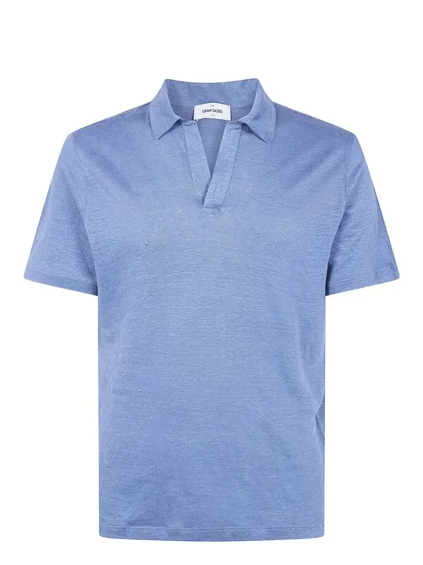 GRAN SASSO Logo Print Short Sleeves Skipper Polo Shirt - Blue