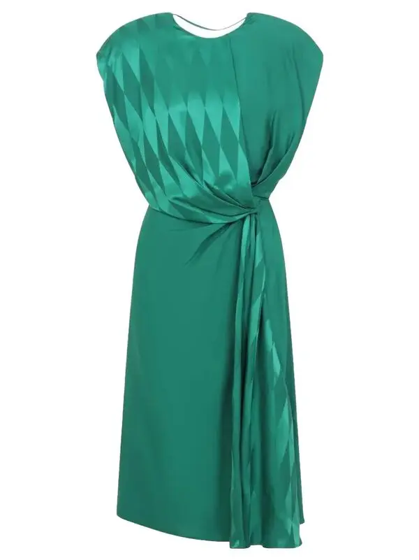 Versace Cocktail Dress In Silk Viscose Jacquard - Green