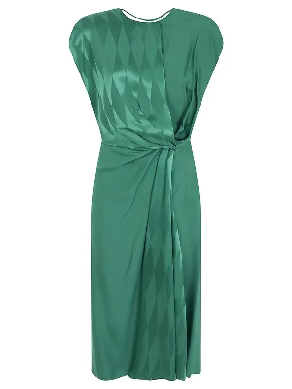 Versace Cocktail Dress In Silk Viscose Jacquard - Green