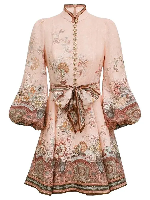Zimmermann Alchemy Button Mini Dress - Pink