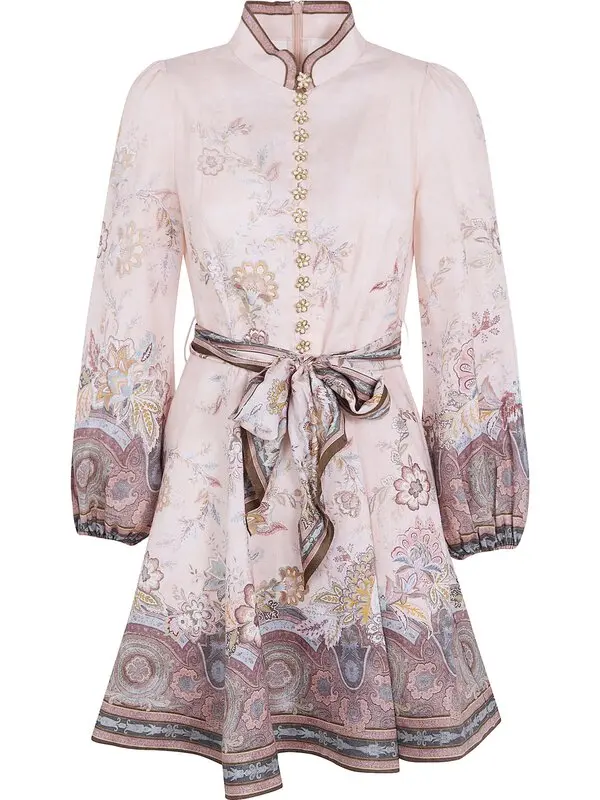 Zimmermann Alchemy Button Mini Dress - Pink