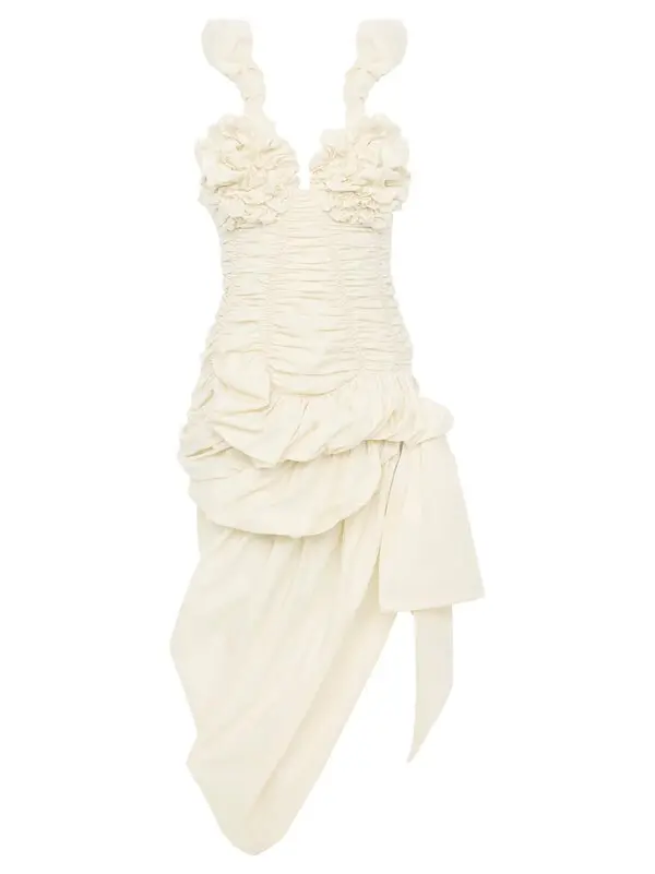 Chloé Ruched Bustier Midi Dress - Coconut Milk