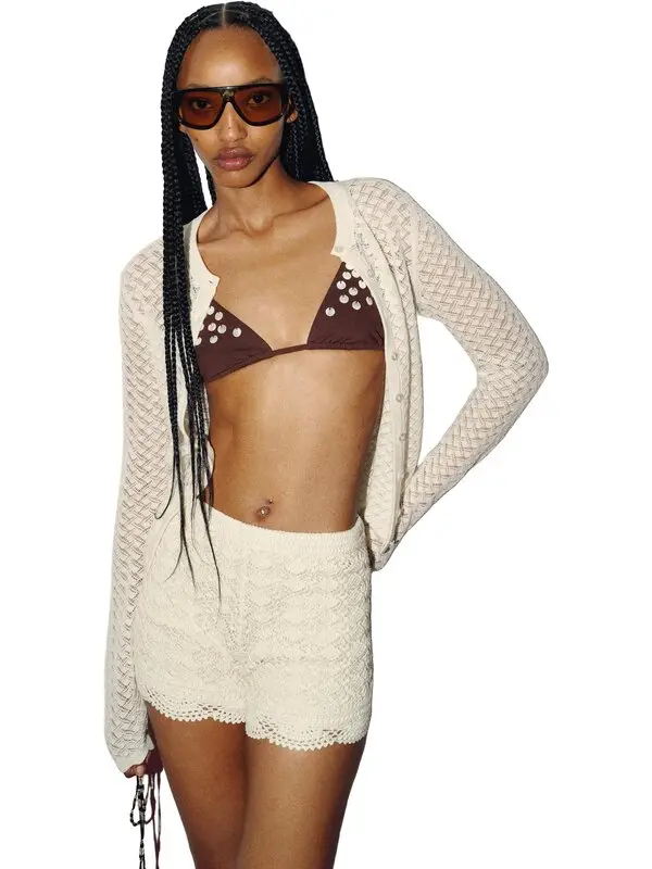 REFORMATION Donya Cotton Crochet Shorts - Ivory
