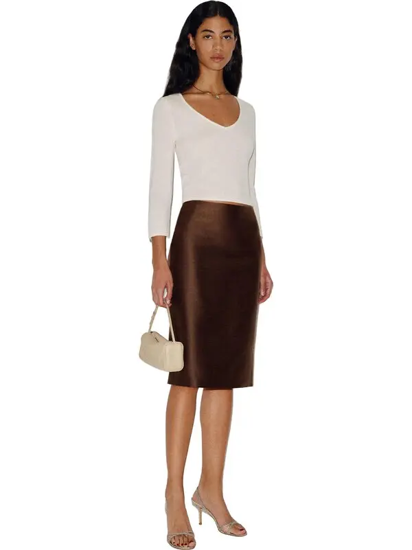 REFORMATION Fleur Column Midi Skirt - Brown