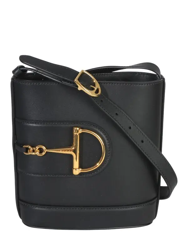 Gucci Smooth Calfskin Hasler Horsebit Bucket Bag - Black