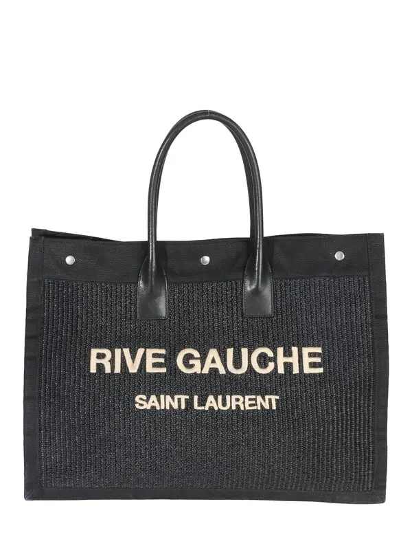 Saint Laurent Rive Gauche Raffia Tote - Black
