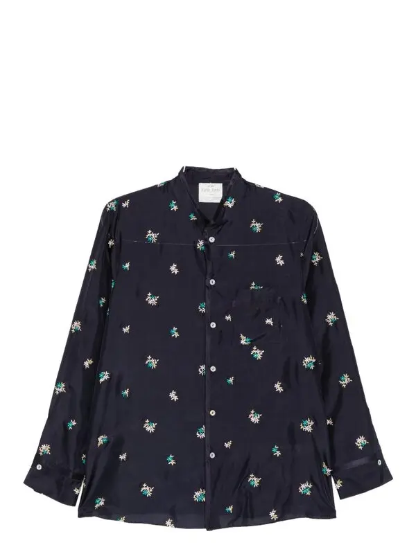 FORTE_FORTE Embroidered Silk Shirt - Blue