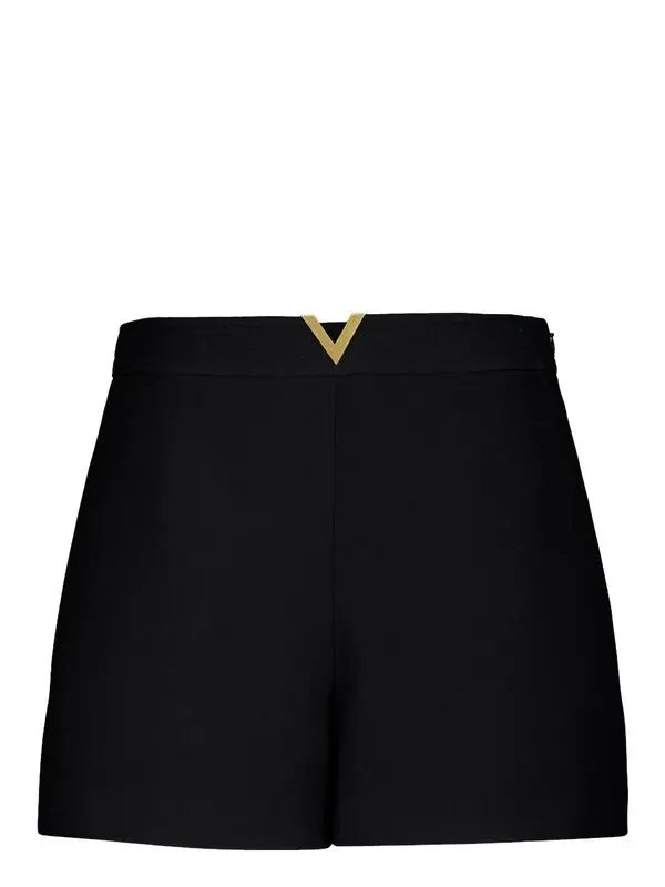 Valentino Garavani Vlogo Signature Wool And Silk Shorts - Black
