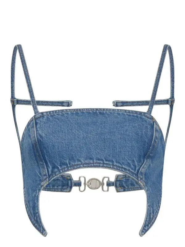 MARINE SERRE Denim Bra Top - Sky Blue