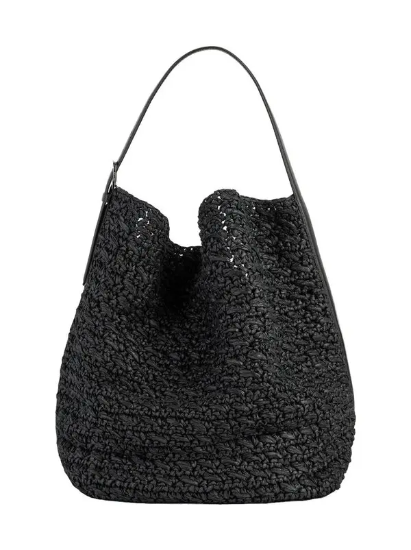 TOTEME Rafia Belted Tote Bag - Black