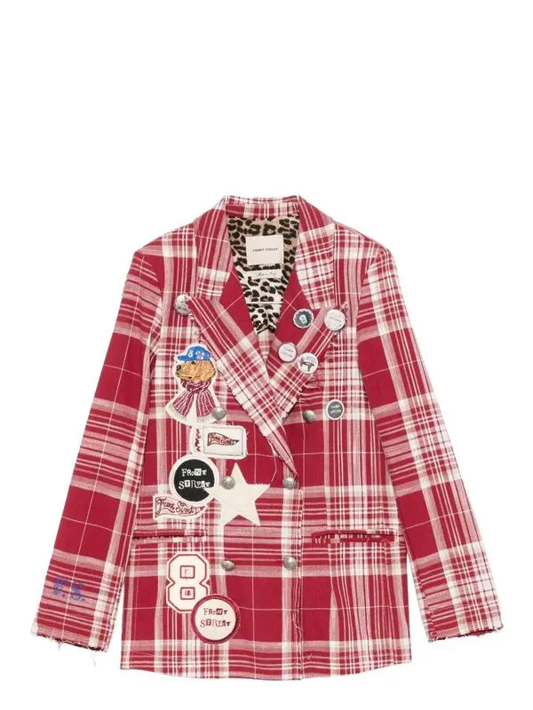 FRONT STREET 8 Checked Double-breasted Jacket - Red