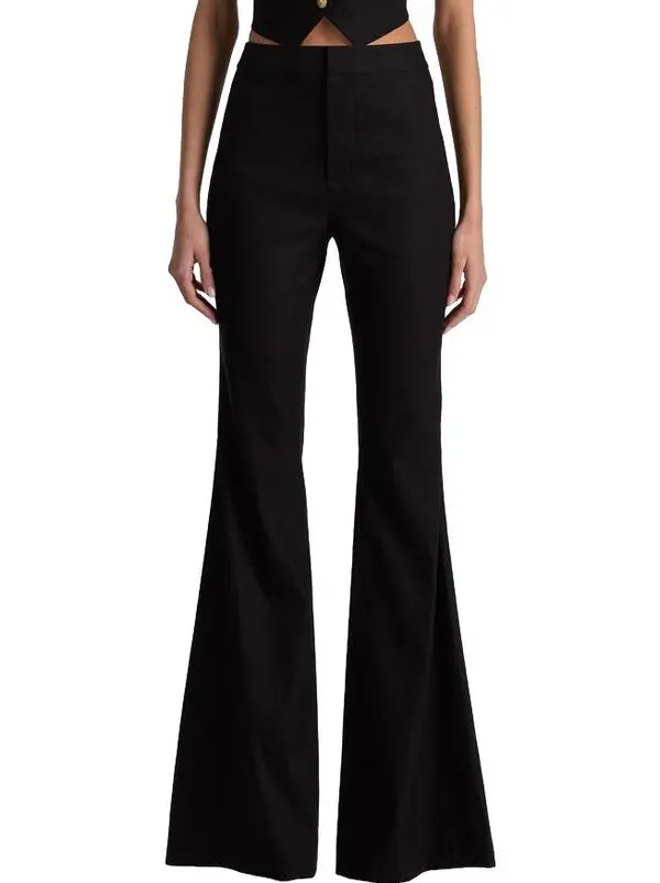 Alice + Olivia Linden Linen Bootcut Trousers - Black